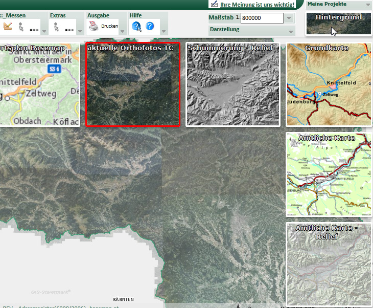 Digitaler Atlas - Hintergrund NEU - Luftbilder - Landesentwicklung - Land Steiermark